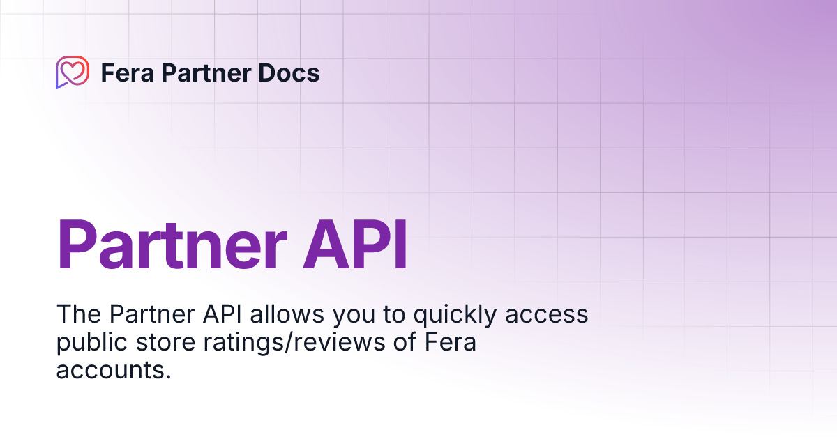 Partner API | Fera Partner Docs